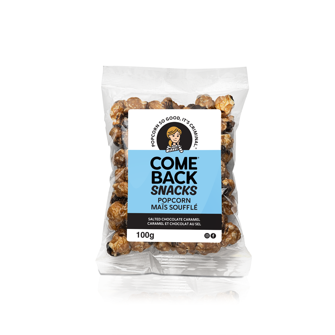 Salted Chocolate Caramel Popcorn 30 x 100g – Comeback Snacks